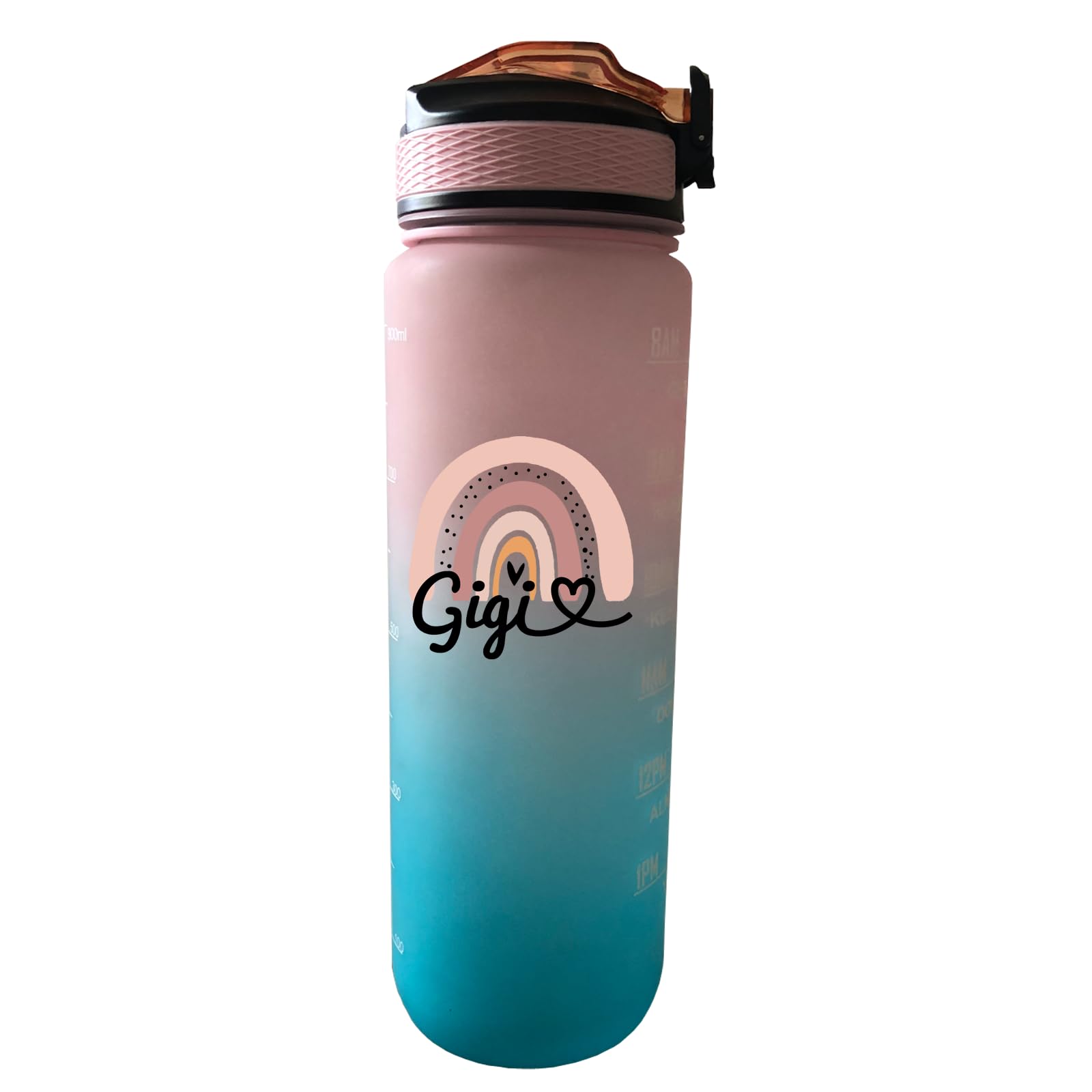 Wisedeal Gigi 32 oz Water Bottle with Times Marker to Drink and Straw, Carrying Strap, Leakproof Tritan BPA-Free, Ensure You Drink Enough Water for Fitness, Gym, Camping, Outdoor Sports