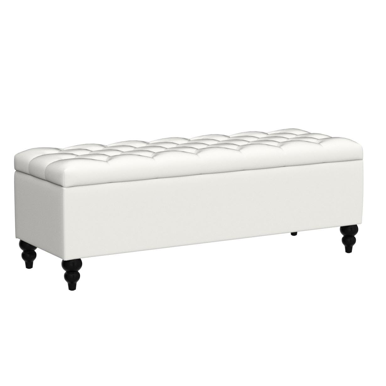 Busaurus Storage Ottoman Bench 50.2 Inches, Upholstered End of Bed Ottoman Bench with Storage and Seating, Large Blanket Storage Bench for Foot Rest in Bedroom, Living Room, Entryway (Ivory)