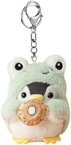 tarieson womens cute cosplay donut penguin plush pendant keychains keyring gift pendant handbag tote girls purse backpack decoration accessories -frog