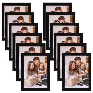 fixwal 6x8 picture frame, set of 12, black pvc photo frames, display for wall or tabletop