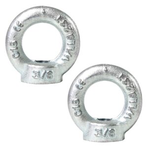 axageid 3/8"-16 unc standard lifting eye nuts, drop forged galvanized threaded fastener, c15 stainless steel ring shape lifting eye nut, 2 packs