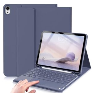 kenke keyboard case for new ipad air 11 inch 2024 (m2) / ipad air 5th gen 2022 / air 4th gen 2020 10.9 inch with pencil holder, smart magnetically detachable bluetooth touchpad keyboard, purple