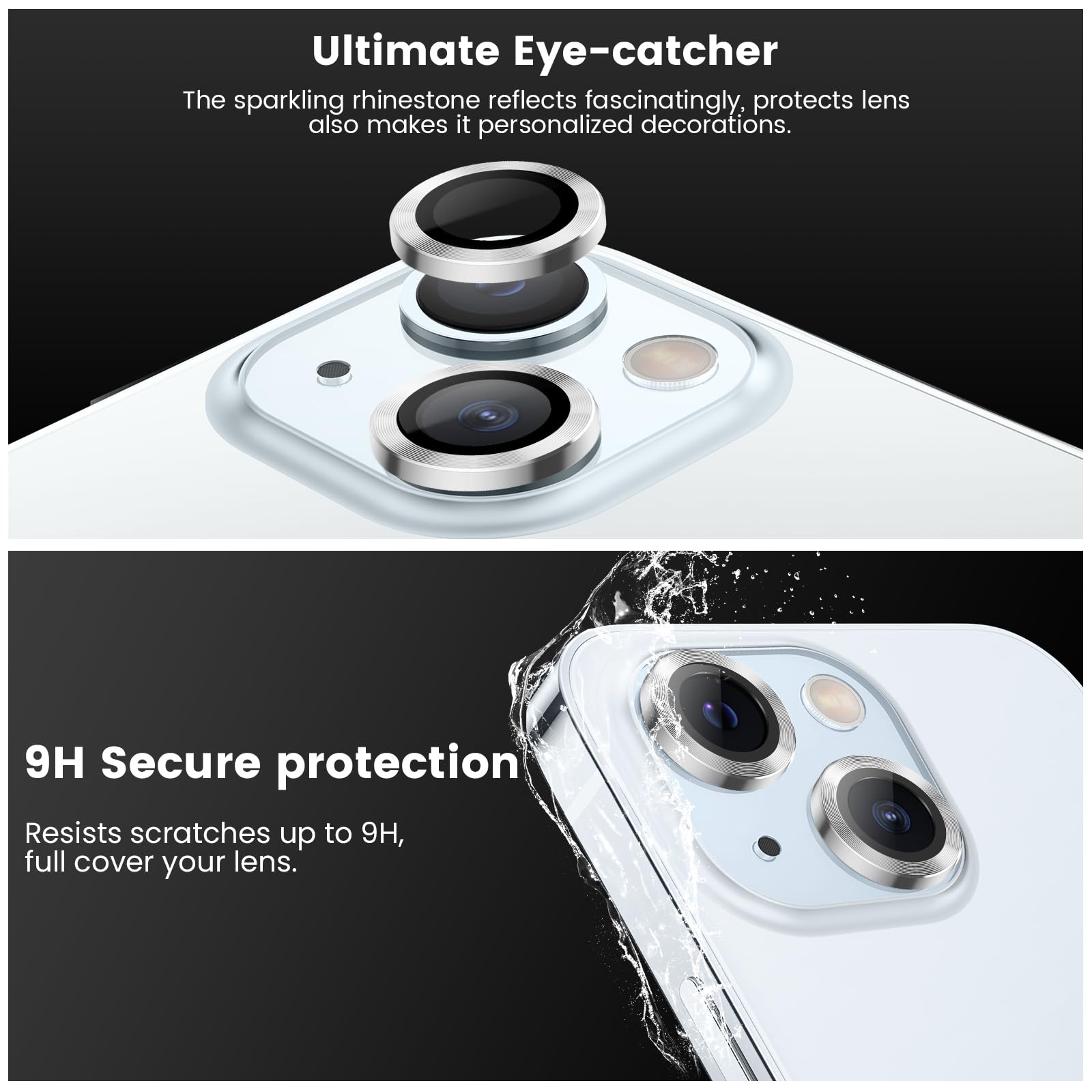 Tensea for iPhone 15 / iPhone 15 Plus Camera Lens Protector, 9H Tempered Glass Camera Cover Screen Protector, HD Clear, Metal Individual Ring for iPhone 15 6.1 inch/iPhone 15 Plus 6.7 inch 2023