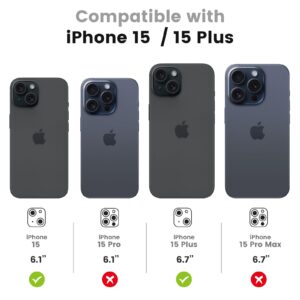 Tensea for iPhone 15 / iPhone 15 Plus Camera Lens Protector, 9H Tempered Glass Camera Cover Screen Protector, HD Clear, Metal Individual Ring for iPhone 15 6.1 inch/iPhone 15 Plus 6.7 inch 2023