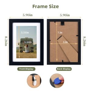 HappyHapi 5x7 Picture Frames, 12 Pack Photo Frames, Display Pictures 5x7 without Mat or 4x6 with Mat, Wall Hanging Photo Frame or Tabletop Display (Black)