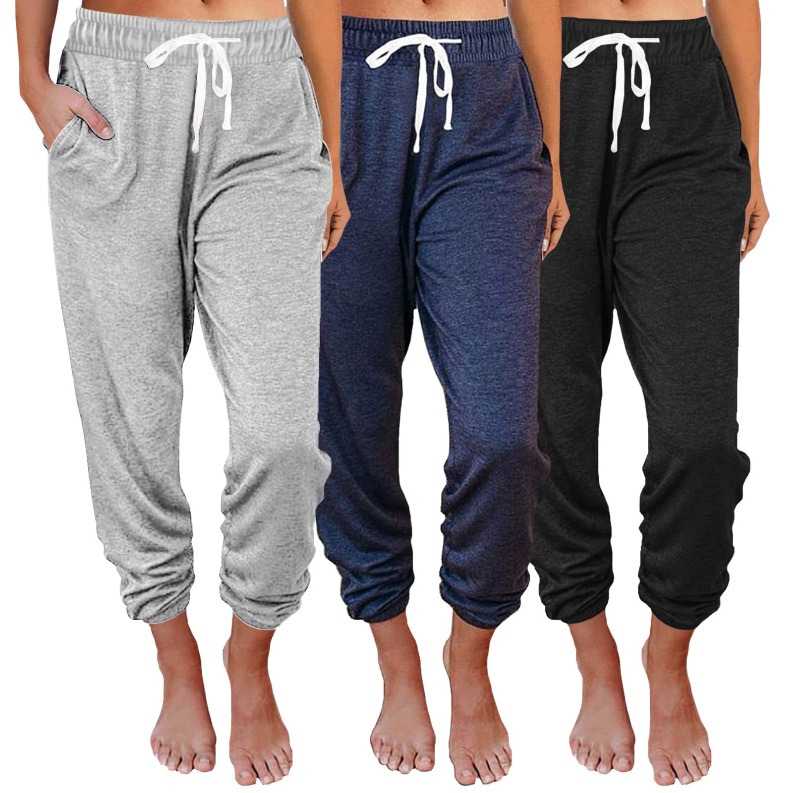 SUNBS 3 Packs Womens Sweatpants Baggy Comfy Lounge Pants Yoga Joggers Workout Pajamas Clothes Casual Fall Fashion 2024