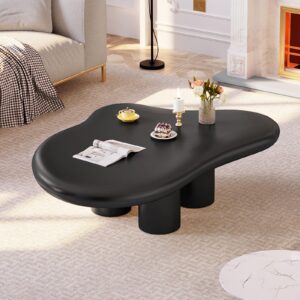 styhube cartoon coffee table living room funky modern cloud coffee table cute small home decor unique irregular shape, 4 legs, low coffee table 41.04inches-black