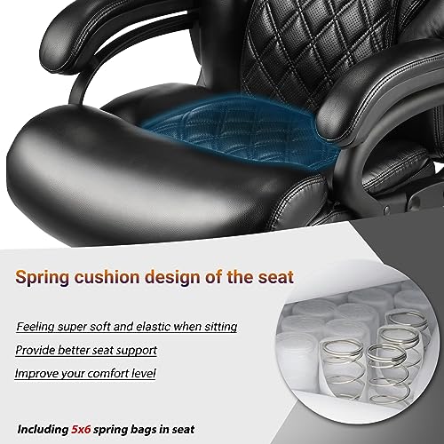 WILLMITA 500lbs Big and Tall Office Chair with Air Lumbar Support Executive Office Chair with Wide Spring Seat Home Office Desk Chair for Heavy People PU Leather 360 Swivel Computer Chair (Black)