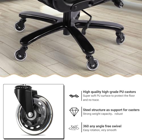 WILLMITA 500lbs Big and Tall Office Chair with Air Lumbar Support Executive Office Chair with Wide Spring Seat Home Office Desk Chair for Heavy People PU Leather 360 Swivel Computer Chair (Black)