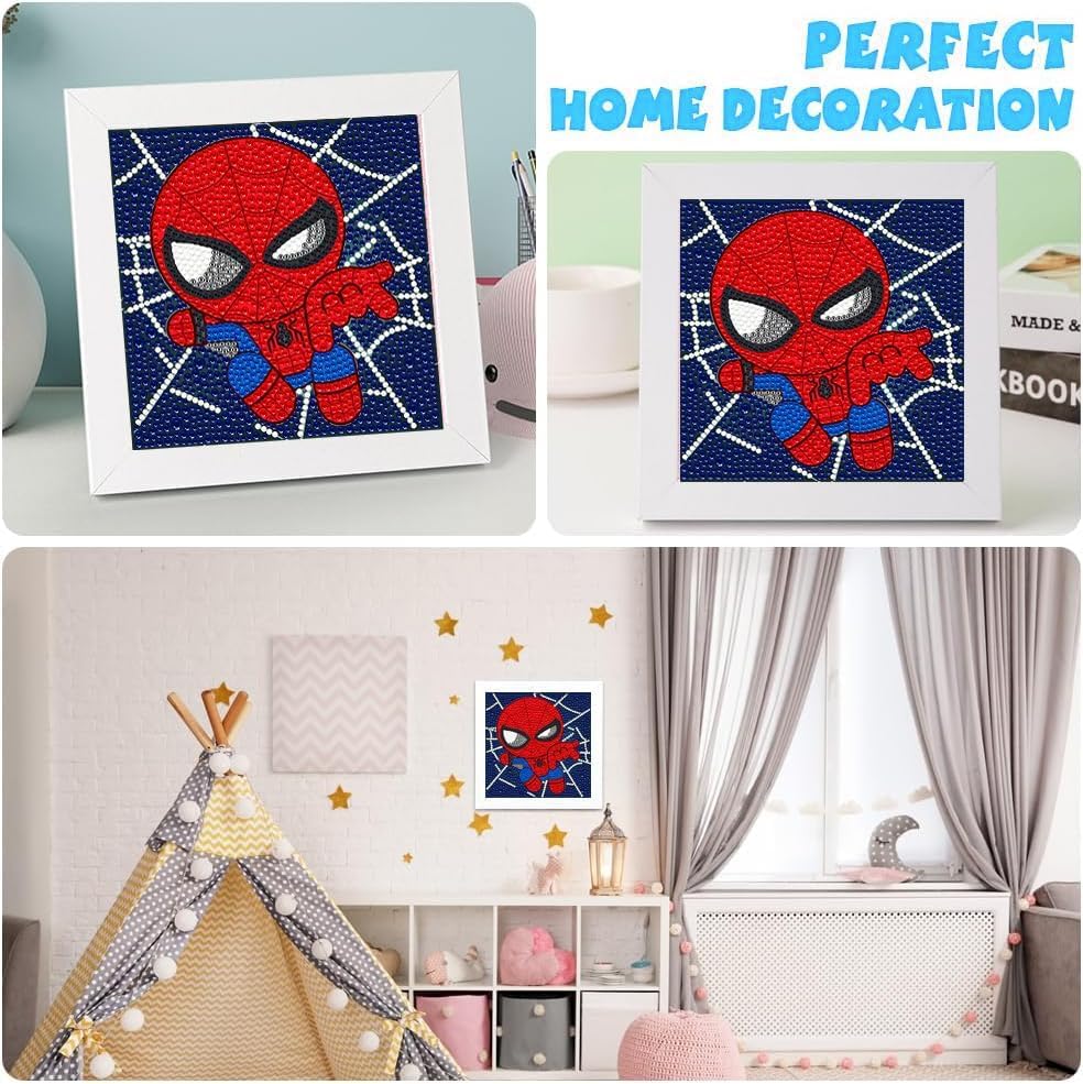 Cartoon Diamond Art Painting Kits for Kids with Frame,Cartoon Diamond Art for Kids Ages 4-8-12,Easy Kids Gem Art Kit with Beautiful Package for Gift Home Wall Decor(7x7inch)