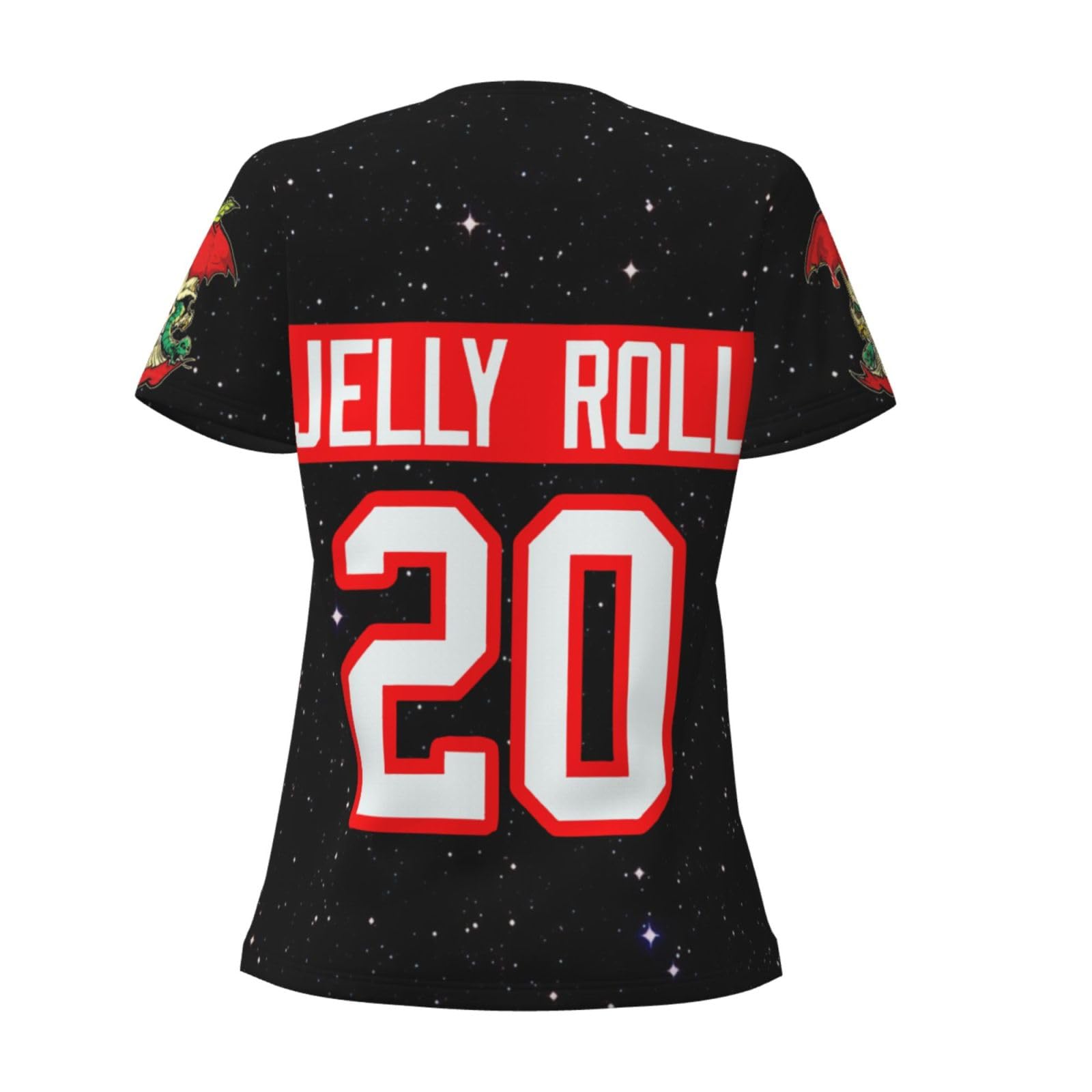 Jelly Rapper Singer Roll Womans T-Shirts Sexy Deep V-Neck Short Sleeve Basic Summer Tee Youth Funny Shirts for Sports Running Dating Walking Top Black Medium