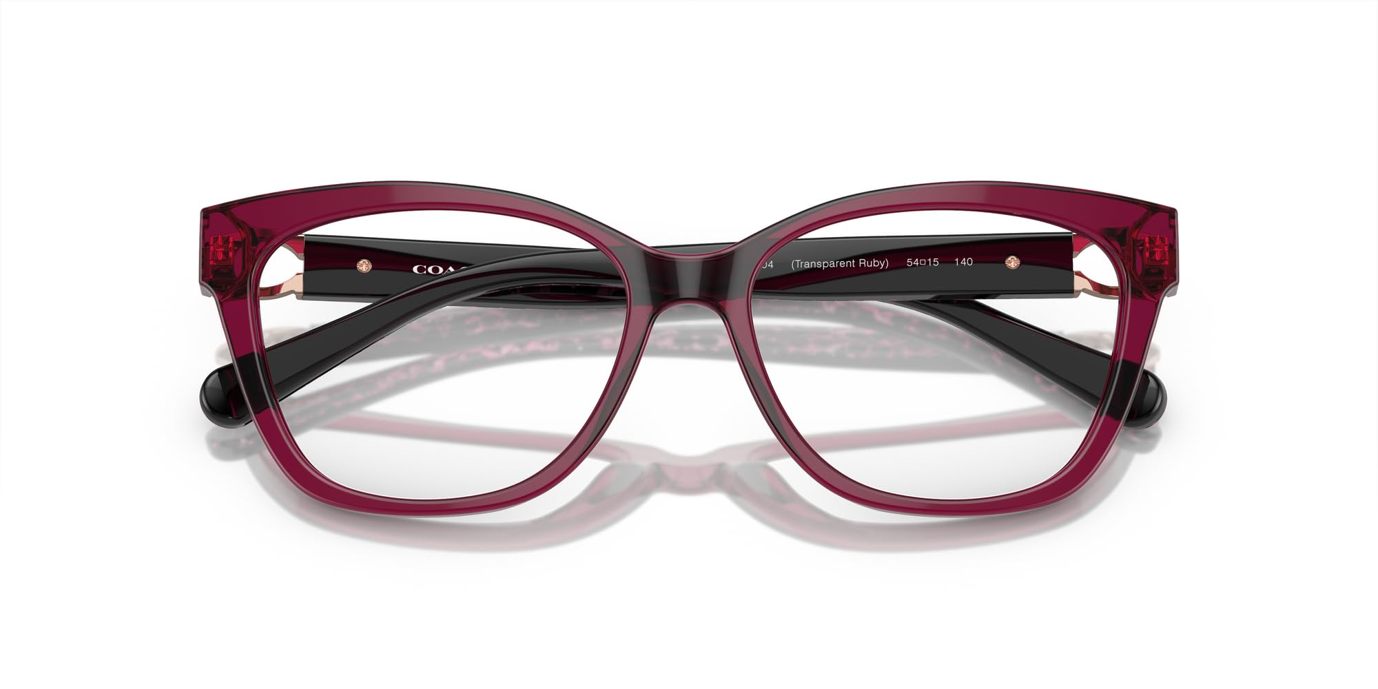 Coach HC6120 Prescription Eyewear Frames, Transparent Ruby/Demo Lens, 54 mm