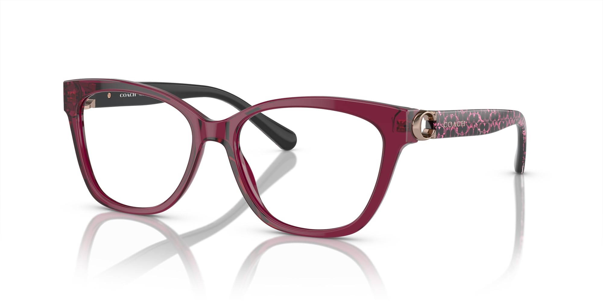 Coach HC6120 Prescription Eyewear Frames, Transparent Ruby/Demo Lens, 54 mm