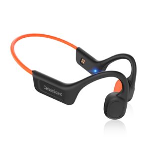 celsussound bone conduction headphones,open-ear bluetooth sport headphones with mic, wireless earphones,sweatproof headphones for running and workouts(orange)