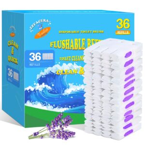 effacera 36 refills disposable toilet bowl paper bulk toilet fresh flushable refills for bathroom toilet brush accessories supplies starter kit (lavender scent)