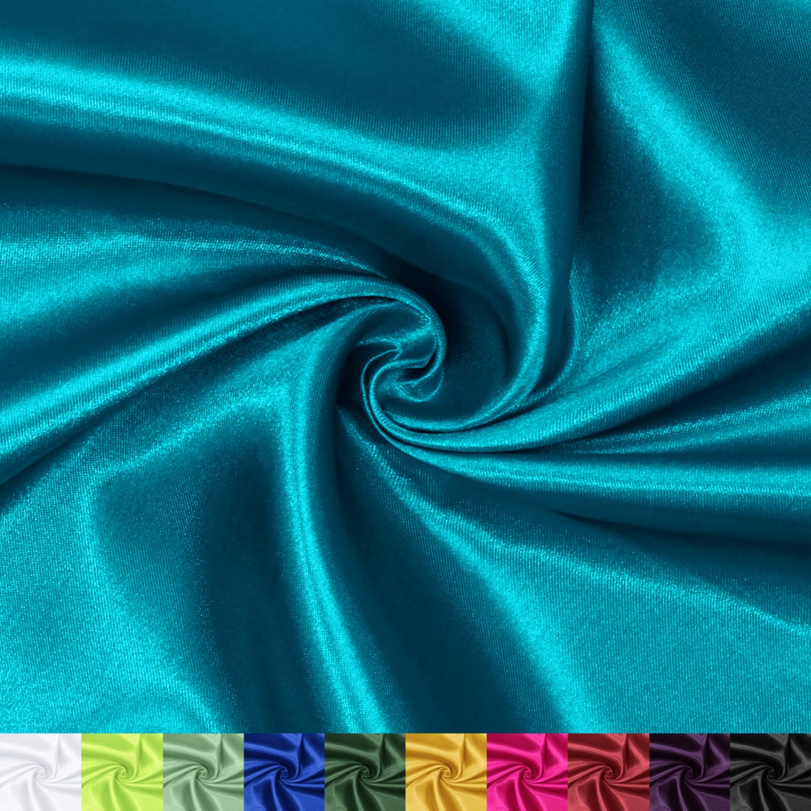 P Pothuiny 60 Inch Wide Teal Satin Fabric by The Yard, Silky Charmeuse Satin Fabric for Bridal Wedding Dress Decor DIY Apparel Crafts, 1 Yard