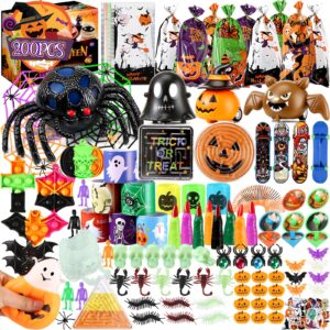 200pcs halloween party favors , bulk halloween toys for halloween treats non candy classroom prizes goodie bag stuffers pinata filler, halloween gifts for kids prizes party supplies,treasure box toys