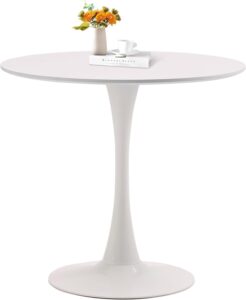 tuomur white round dining table, 31.5" tulip table, mid-century leisure table