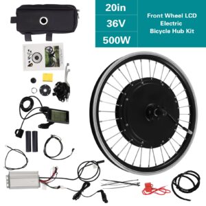 20" Front/Rear Wheel Hub E-Bike Conversion Kit, 36V 500W E-Bike Brushless and Gearless Hub Motor Kit with LED Display Waterproof