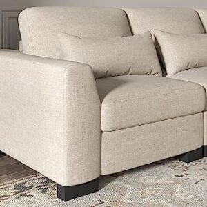 Sunrise Coast Modular Sofa Couch 130" Convertible L Shaped Sofas&Couches with Movable Ottoman Sectional, Beige