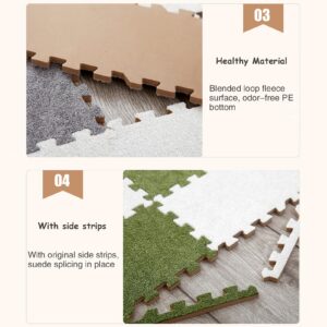 7 SQ.Ft Interlocking Carpet Tiles, 9 Tiles 23.6"X4.7" Foam Mat, Rectangular Puzzle Play Mat, Soft Splicing Playing Floor Mat, Anti-Fall(Size:24x12cm,Color:Beige)