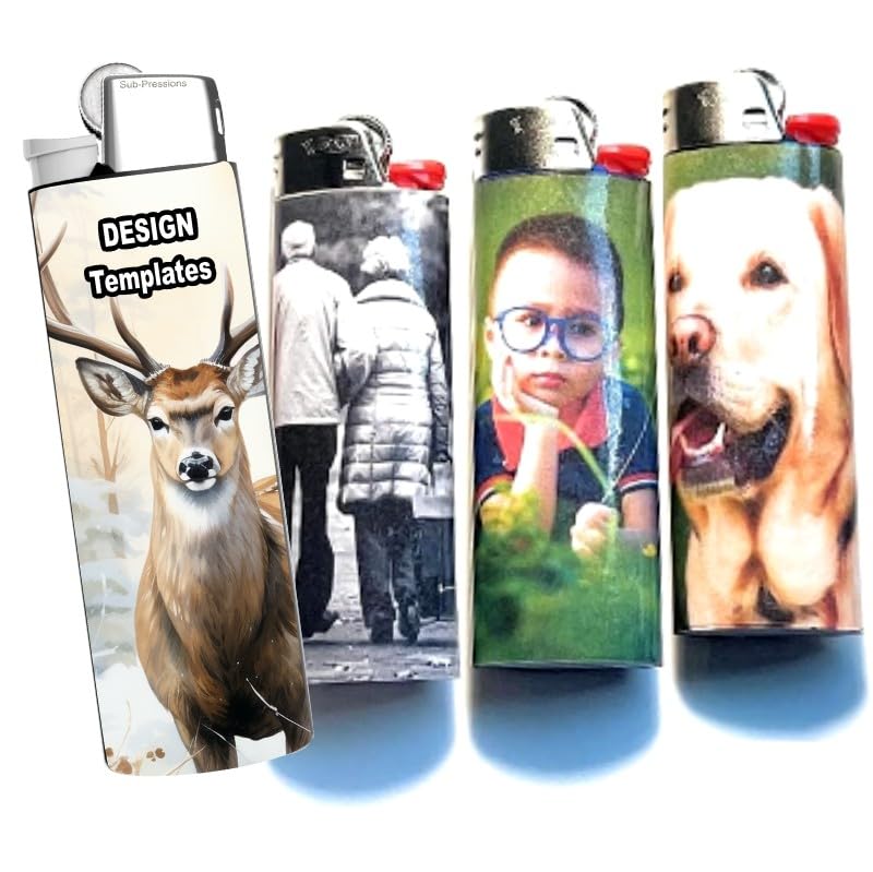 Custom Lighter Photo Wraps - 4 Pack Upload 4 Photos - Personalize Lighter Stickers - Company Logo Gifts - Wedding Favors - (Lighter Not Included) (4)