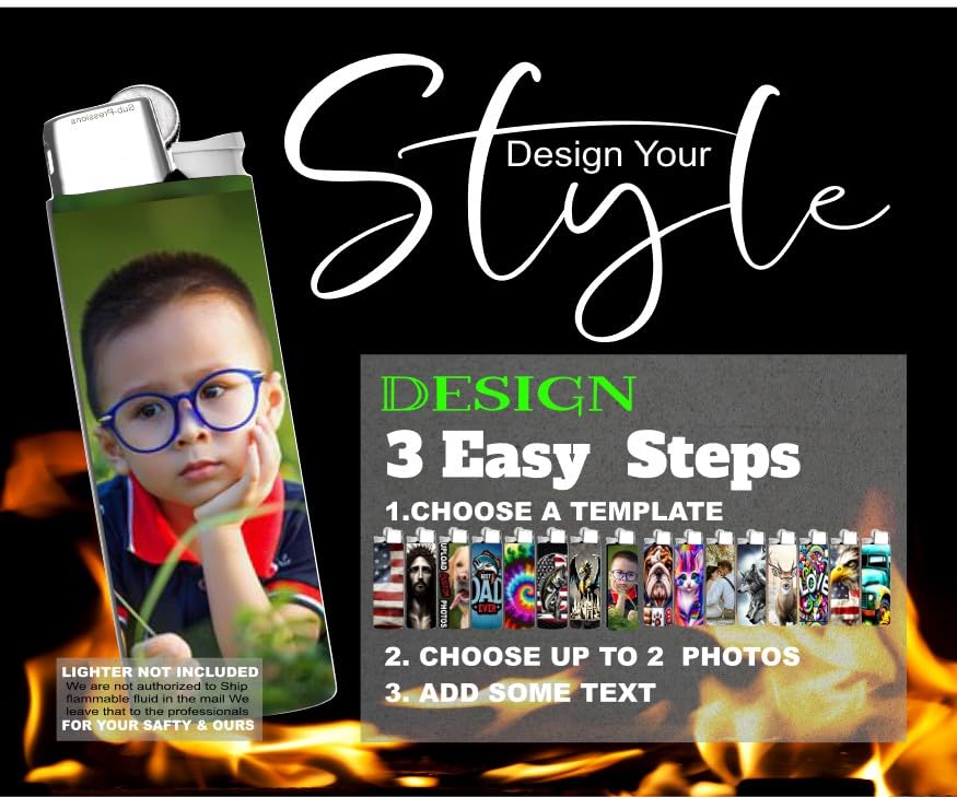 Custom Lighter Photo Wraps - 4 Pack Upload 4 Photos - Personalize Lighter Stickers - Company Logo Gifts - Wedding Favors - (Lighter Not Included) (4)