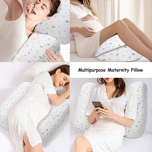 Coldew Pregnancy Pillows for Sleeping, PATENTED Maternity Pillow for Pregnant Women, Soft Adjustable Width, Pregnancy Body Pillow with Pillow Cover - Support for Belly, Back, Legs (Grey, Medium)