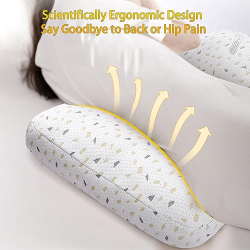 Coldew Pregnancy Pillows for Sleeping, PATENTED Maternity Pillow for Pregnant Women, Soft Adjustable Width, Pregnancy Body Pillow with Pillow Cover - Support for Belly, Back, Legs (Grey, Medium)