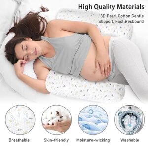 Coldew Pregnancy Pillows for Sleeping, PATENTED Maternity Pillow for Pregnant Women, Soft Adjustable Width, Pregnancy Body Pillow with Pillow Cover - Support for Belly, Back, Legs (Grey, Medium)