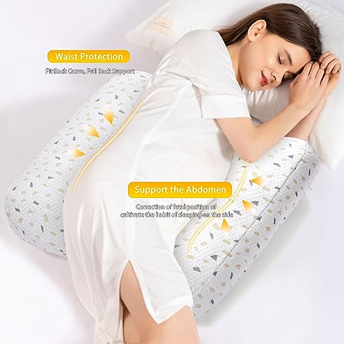 Coldew Pregnancy Pillows for Sleeping, PATENTED Maternity Pillow for Pregnant Women, Soft Adjustable Width, Pregnancy Body Pillow with Pillow Cover - Support for Belly, Back, Legs (Grey, Medium)