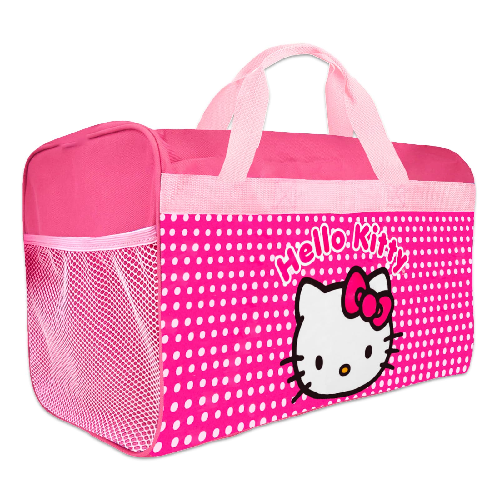 Hello Kitty Duffle Bag Set for Kids - 4 Pc Bundle with Hello Kitty Luggage Carry On Suitcase Bag, Water Bottle, Stickers, and More | Hello Kitty Travel Bag Set