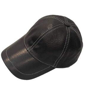 100% real genuine lambskin leather baseball cap hat sports visor black