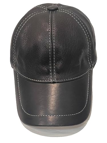 100% Real Genuine Lambskin Leather Baseball Cap Hat Sports Visor Black