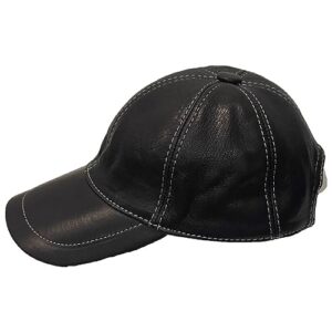 100% Real Genuine Lambskin Leather Baseball Cap Hat Sports Visor Black