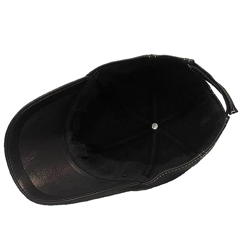 100% Real Genuine Lambskin Leather Baseball Cap Hat Sports Visor Black