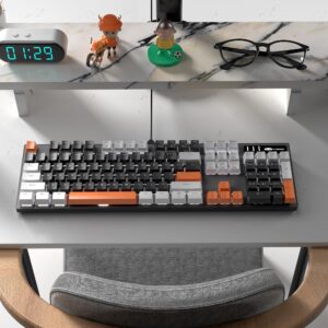 MageGee Mechanical Gaming Keyboard, 104 Keys White Backlit Keyboard with Brown Switches, USB Wired Mechanical Computer Keyboard for Laptop, Desktop, PC Gamers (White & Black)