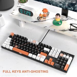 MageGee Mechanical Gaming Keyboard, 104 Keys White Backlit Keyboard with Brown Switches, USB Wired Mechanical Computer Keyboard for Laptop, Desktop, PC Gamers (White & Black)