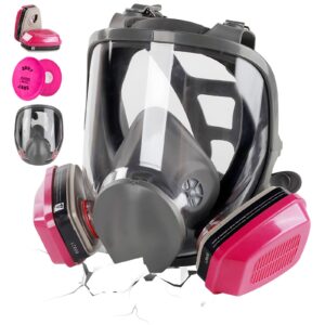 full face respirator gas mask: 6800 reusable respirator mask with filters 60921 & 2097 - dust mask anti fog against organic vapor fumes gases for spray paint chemicals epoxy resin welding sanding