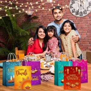 Cholemy 18 Pcs Happy Diwali Gift Bags Bulk Festival of Lights Favors Bags with Handles and Sydney Paper Diwali Birthday Present Bags Deepavali Party Supplies for Indian Diwali Light Party Decoration