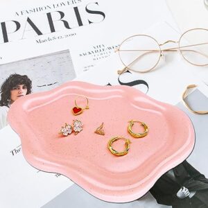 Ceramic Jewelry Dish for Women, Jewelry Tray Trinket Dish Vanity Tray, Cloud Jewelry Plate, Watch Keys Tray Ring Dish Holder for Mother's Day/Christmas/Thanksgiving/BirthdayGift, Spotted Pink