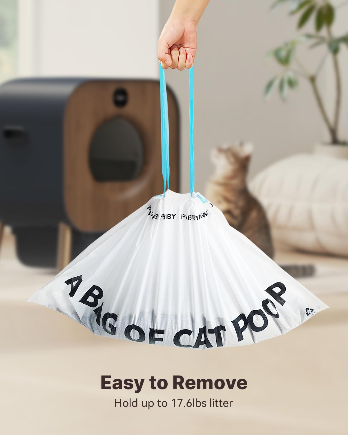 PAWBBY Cat Litter Box Liners Waste Bags-3 Roll Self Cleaning Cat Litter Box Trash Bags with handle (30pcs)