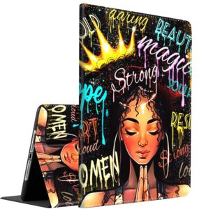 case for ipad pro 11 inch 4th/3rd/2nd/1st generation 2022/2021/2020/2018, multi-angle smart stand cover auto sleep/wake fit ipad air 4/5，african american women graffiti afro black girl with crown