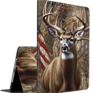 Case for iPad Pro 11 Inch 4th/3rd/2nd/1st Generation 2022/2021/2020/2018, Multi-Angle Smart Stand Cover Auto Sleep/Wake Fit iPad Air 4/5，Camouflage Deer American Flag