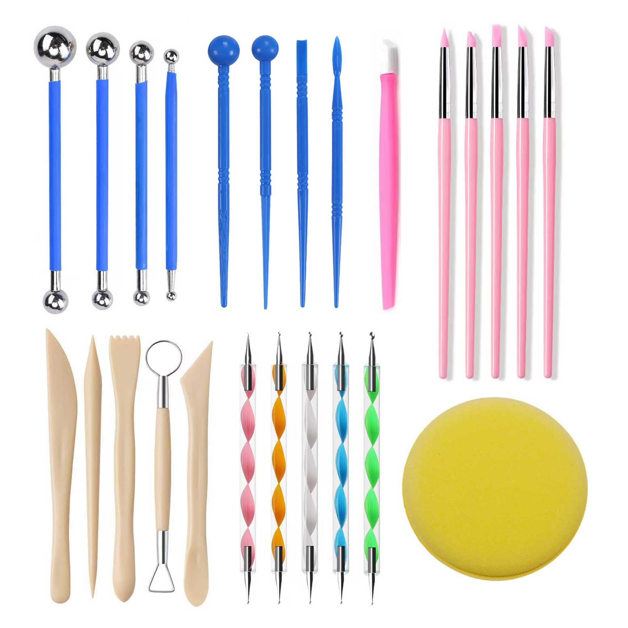 Langqun 25pcs Clay Tools,Air Dry Clay Tools,Pottery Tools Kit,Polymer Clay Dotting Tools,Ceramic Supplies for Kids and Adults,Sculpting,Modeling,Shaping