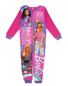 barbie girls onesie | young ladies pink all in one sleepsuit pyjamas | together we shine character bodysuit pjs