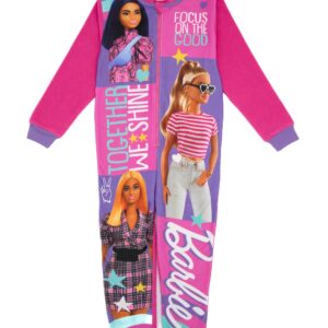 Barbie Girls Onesie | Young Ladies Pink All in One Sleepsuit Pyjamas | Together We Shine Character Bodysuit PJs