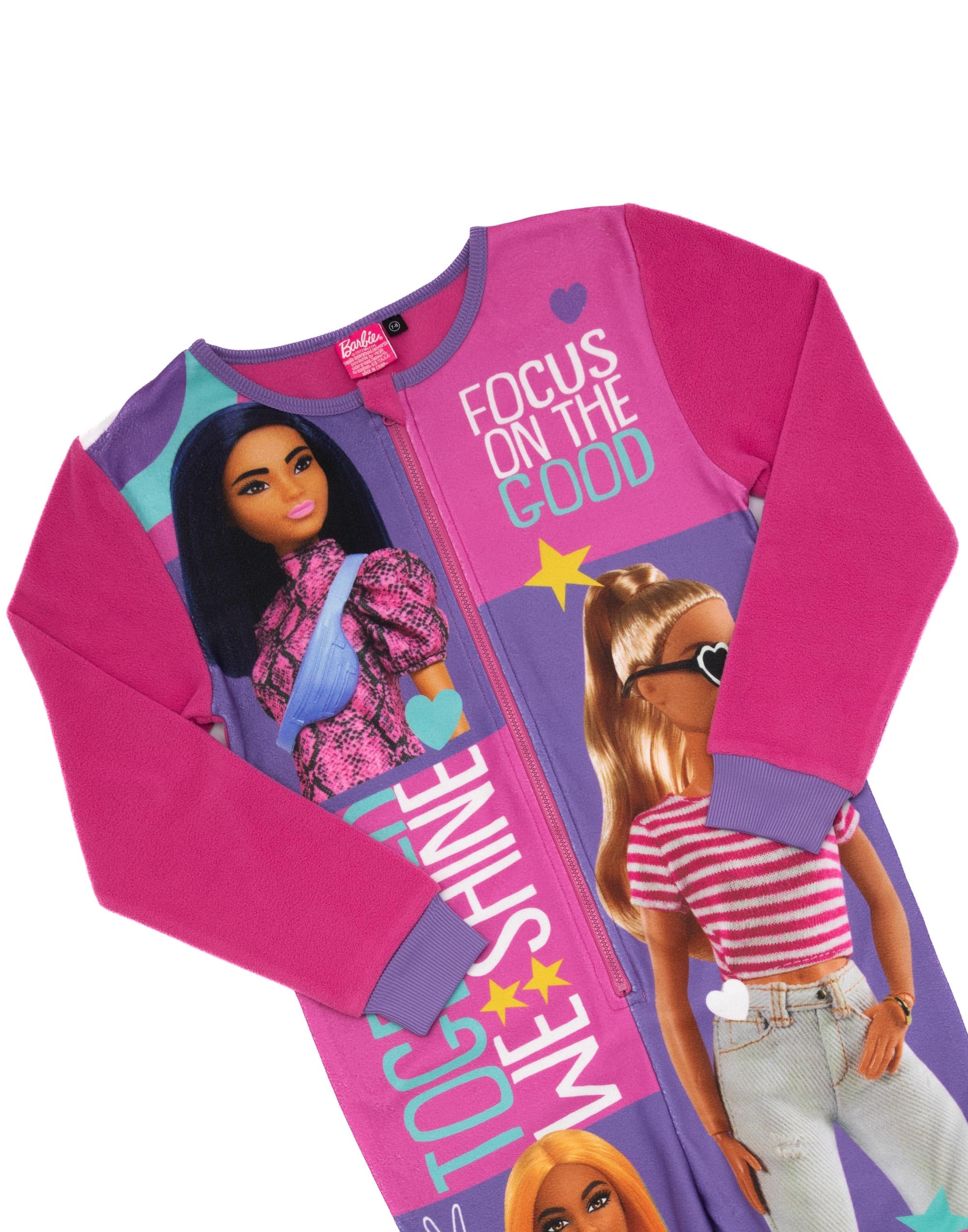 Barbie Girls Onesie | Young Ladies Pink All in One Sleepsuit Pyjamas | Together We Shine Character Bodysuit PJs