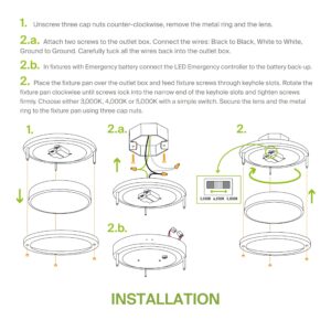 ASD LED 18 Inch Round Flush Mount Light Fixture | 28W 2250LM 3000K-5000K 120V | 3CCT, Dimmable, Energy Star, ETL Listed | Close to Ceiling Double Ring Lamp, Low Profile Lighting | Black