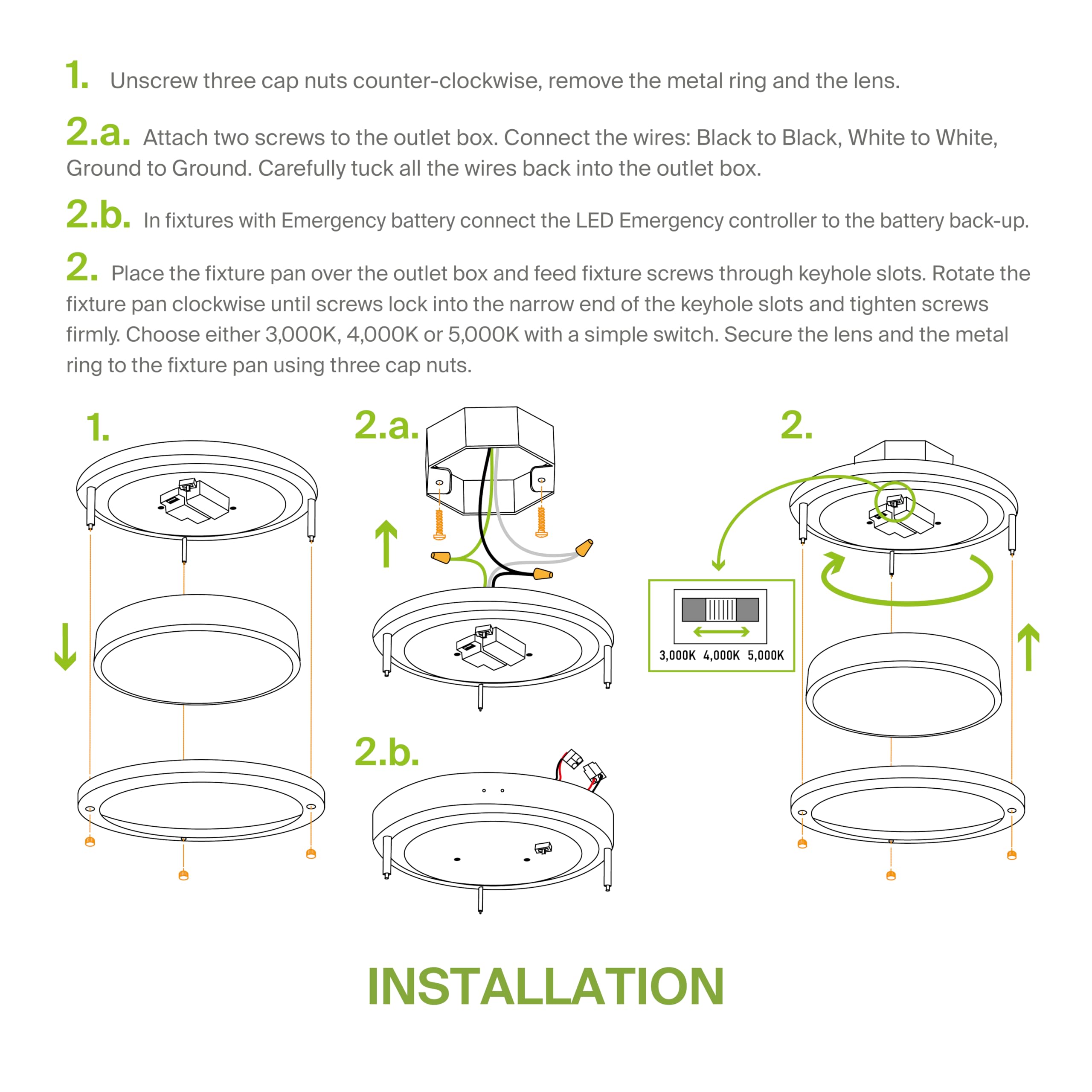 ASD LED 18 Inch Round Flush Mount Light Fixture | 28W 2250LM 3000K-5000K 120V | 3CCT, Dimmable, Energy Star, ETL Listed | Close to Ceiling Double Ring Lamp, Low Profile Lighting | Black